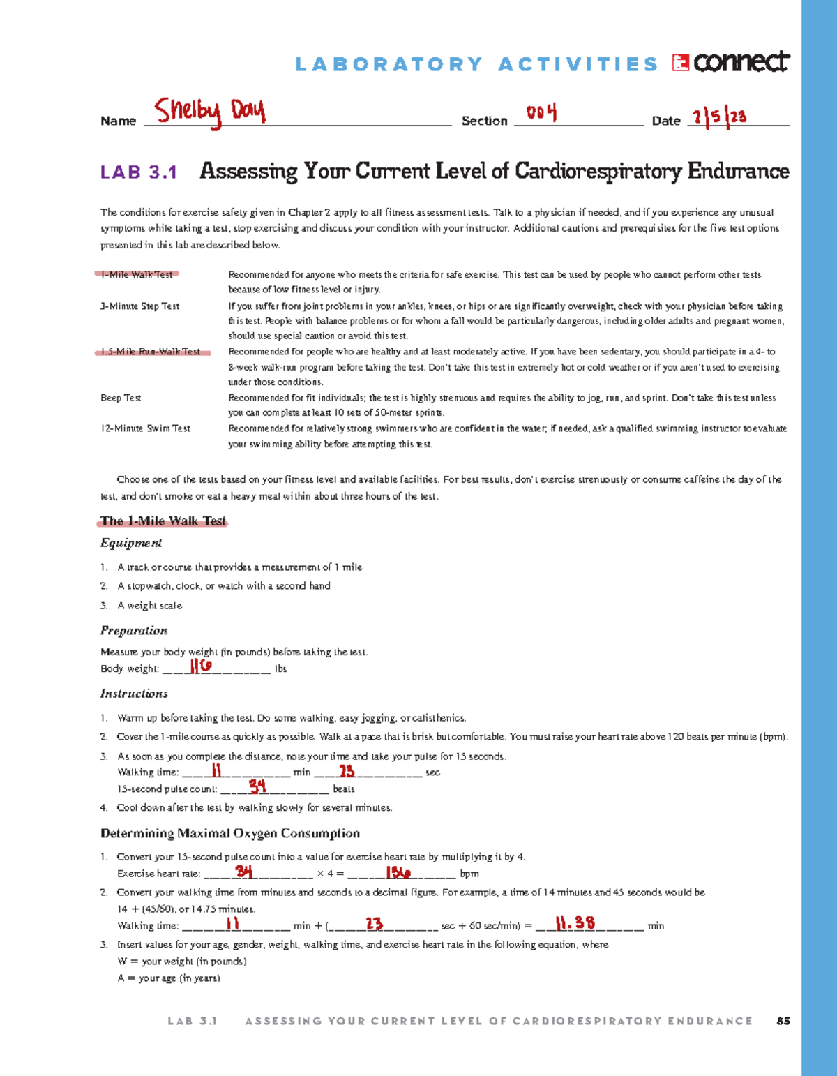 Lab 3.1- Third Lab - L A B 3. 1 A S S E S S I N G Y O U R C U R R E N T L E V E L O F C A R D I ...
