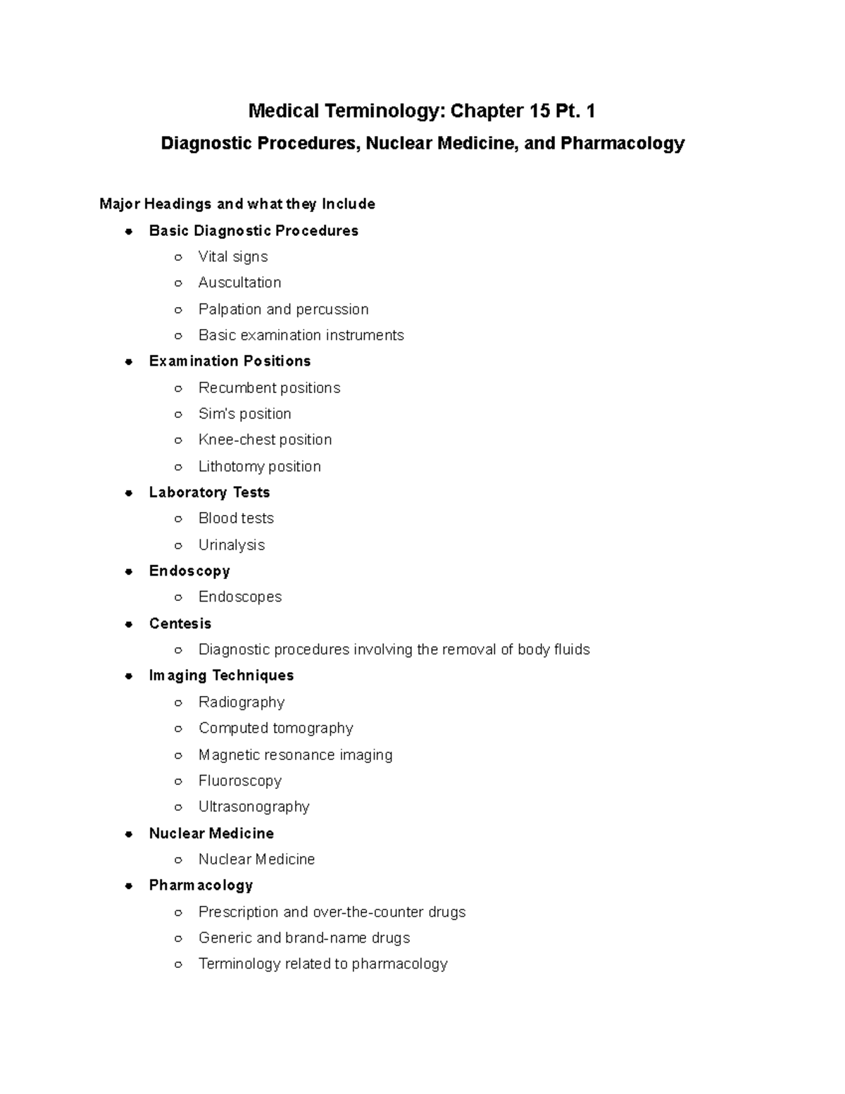 Med Terms Ch 15 Pt 1 - Diagnostic Procedures, Nuclear Medicine, and ...