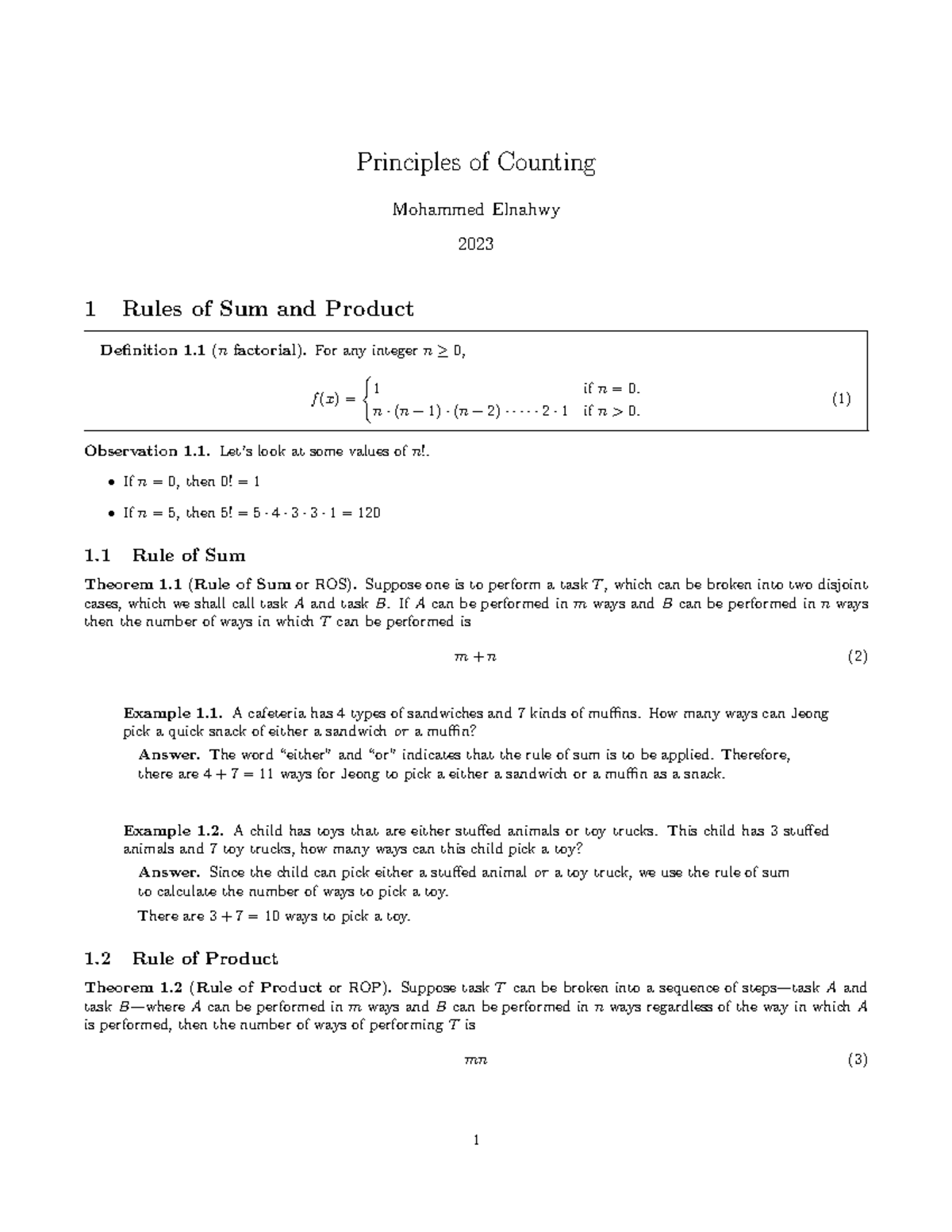 Principles of Counting - Notes - Principles of Counting Mohammed ...