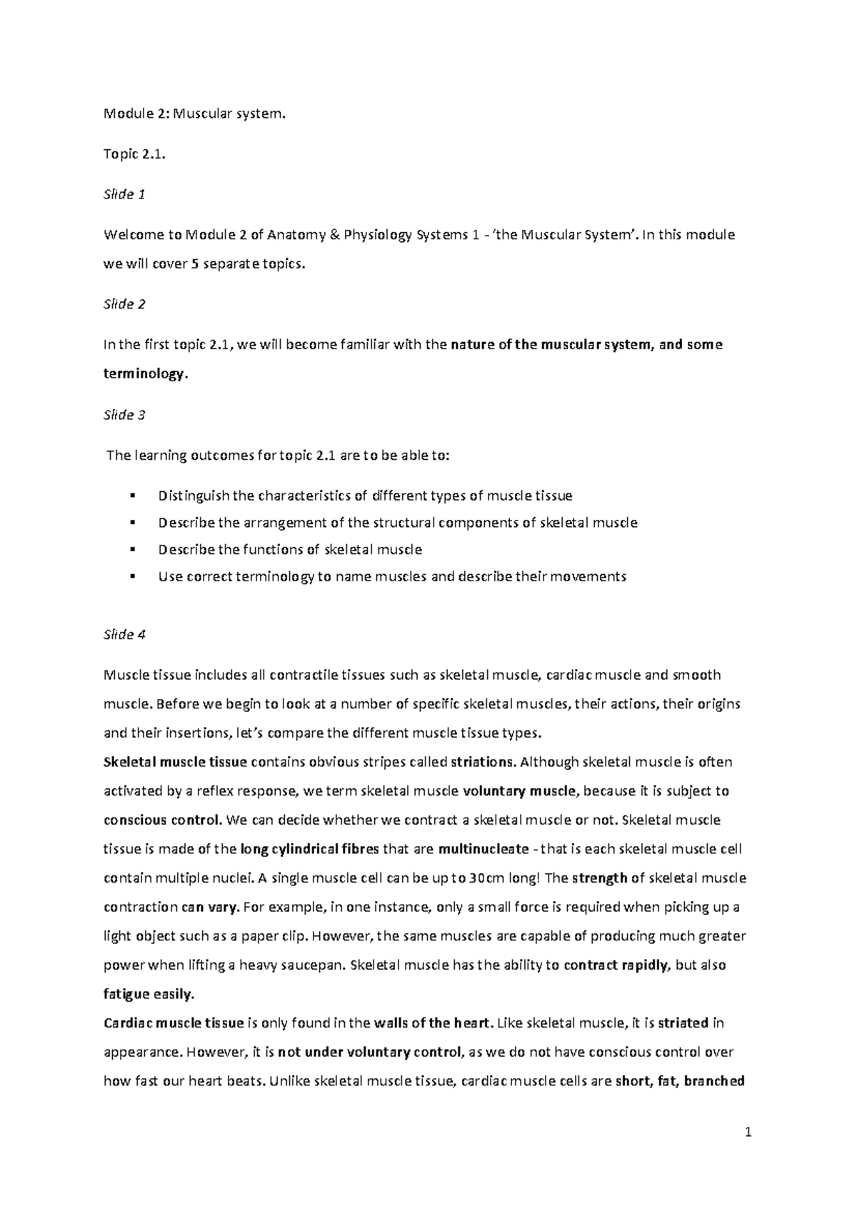 Module 21 Lecture Transcript Module 2 Muscular System Topic 2 Slide 1 Welcome To Module 2