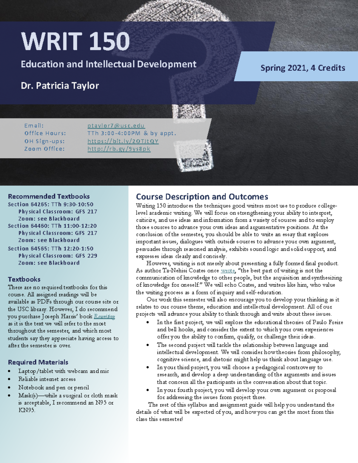 SP22 WRIT 150 – Education and Intellectual Development - Course ...