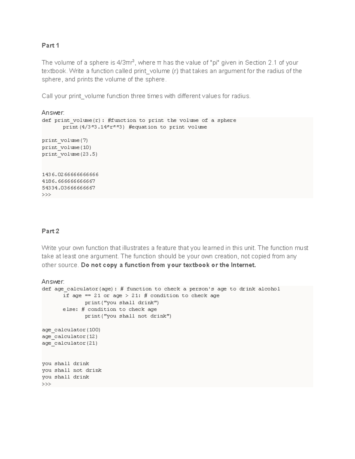 Learning Journal Unit 2 - Part 1 The volume of a sphere is 4/3πr 3 ...