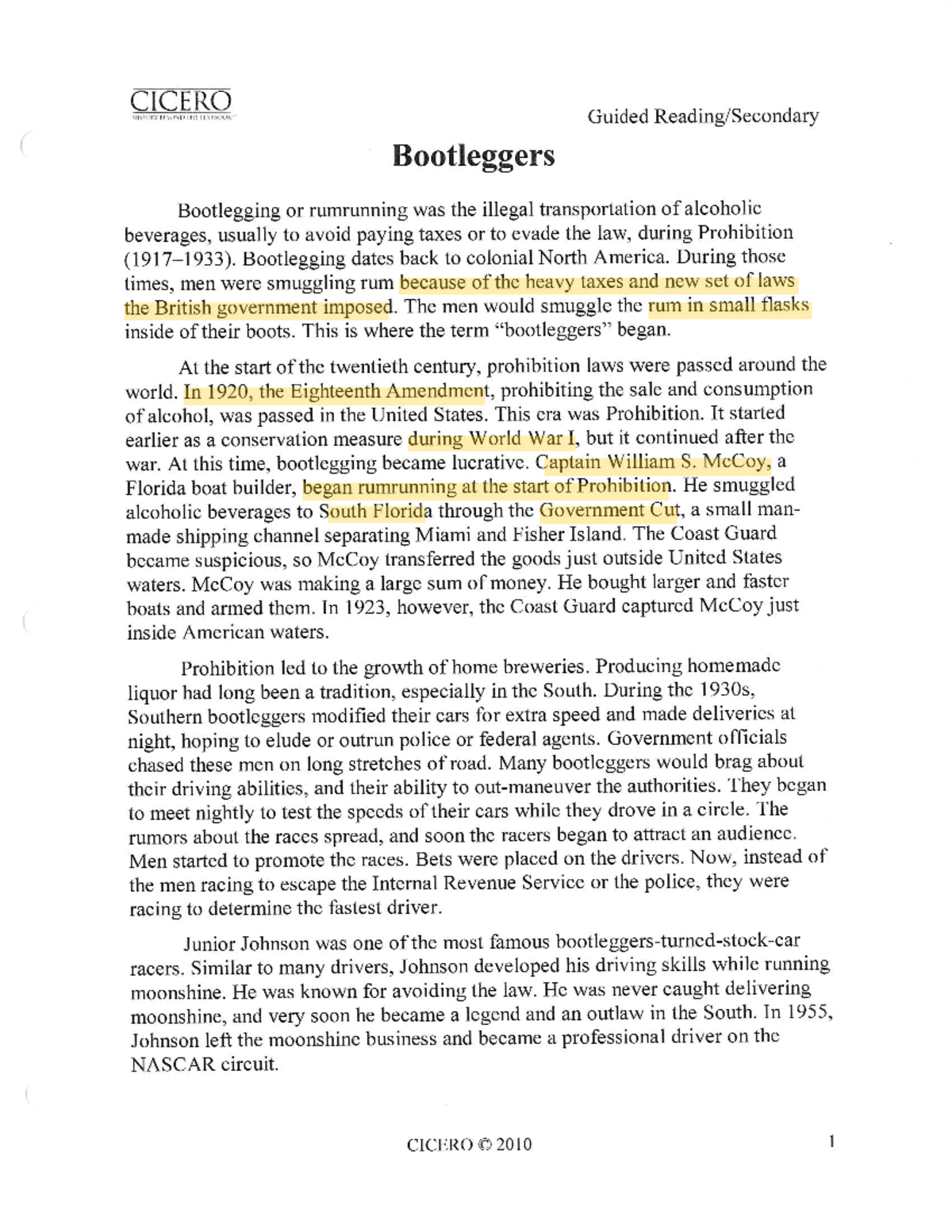 Bootlegging and Rumrunning: A History of Prohibition and NASCAR - Studocu