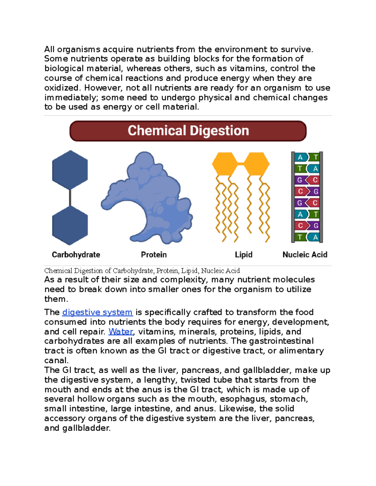 Acquire nutrients - Some nutrients operate as building blocks for the ...