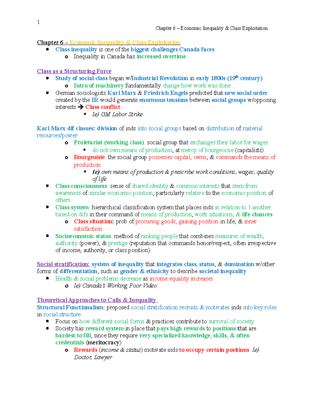 Chapter 6 – Economic Inequality & Class Exploitation - Chapter 6 ...