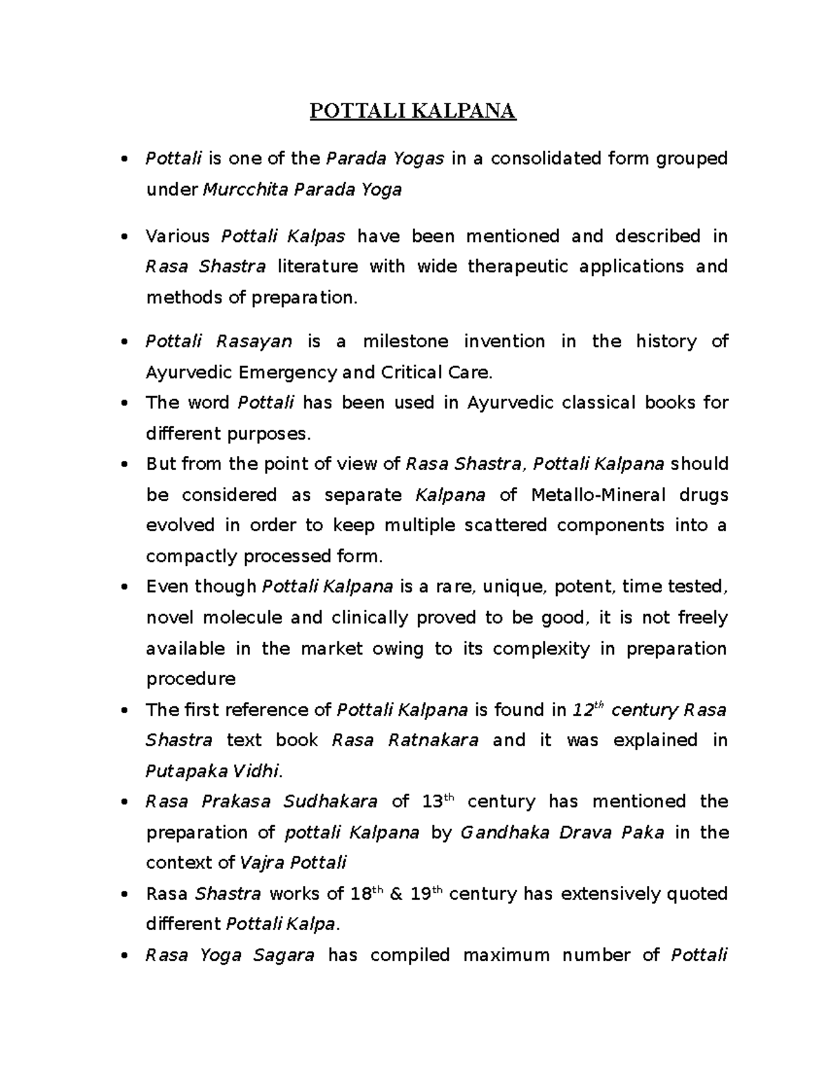 Pottali - BAMS - POTTALI KALPANA Pottali is one of the Parada Yogas in ...