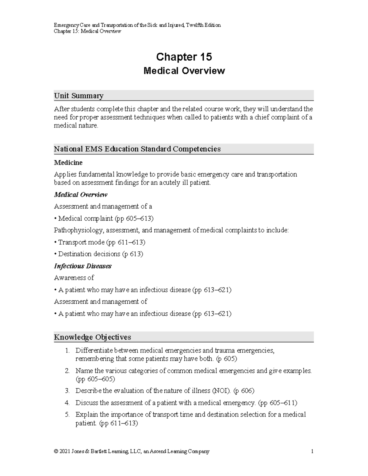 Block 2 Chapter 15 Outline - Chapter 15: Medical Overview Chapter 15 ...