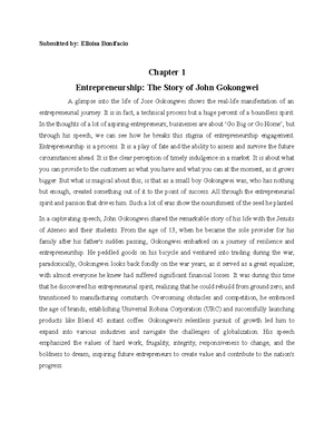 Entrep 2 (Reflection) - Submitted by: Elloisa Bonifacio Chapter 2 ...