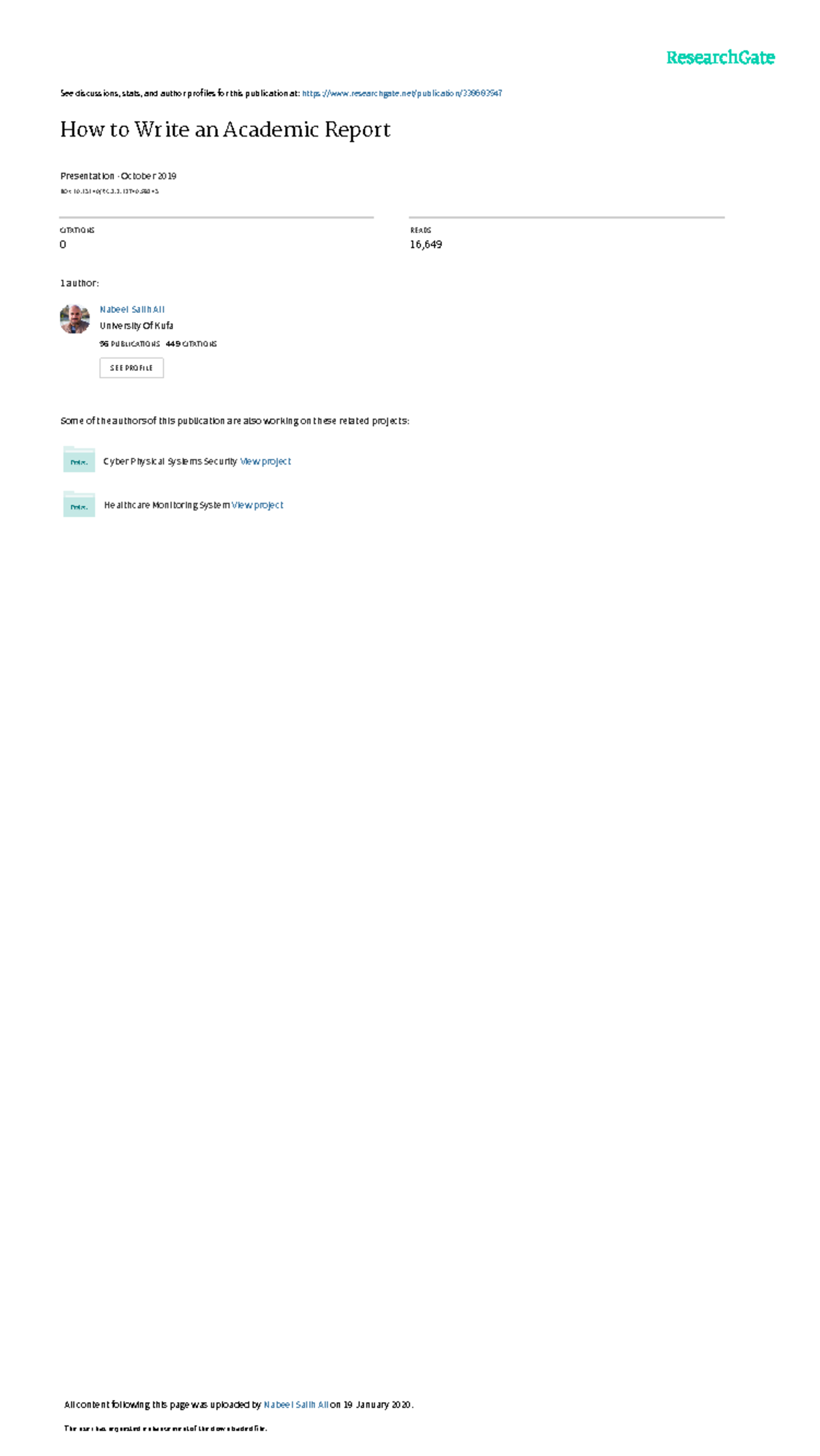 Howto Writean Academic Report - See discussions, stats, and author ...
