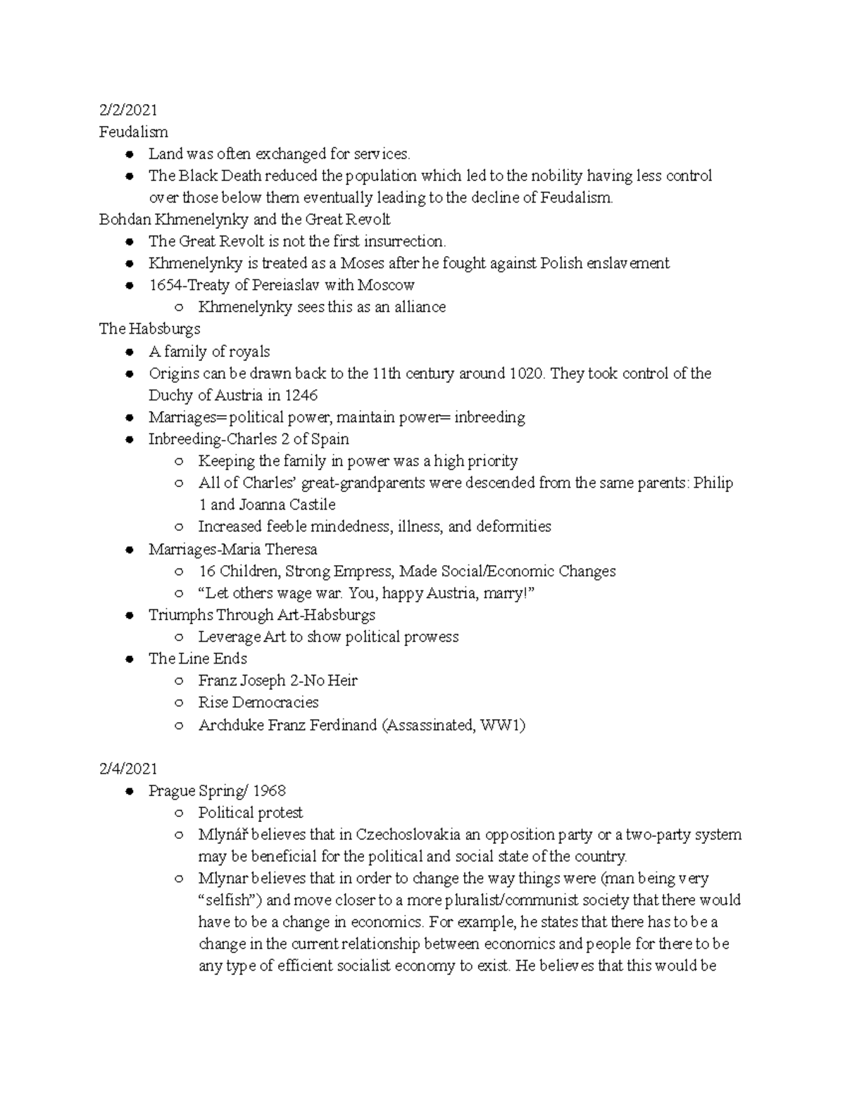 Poli Sci 396 Notes - 2/2/ Feudalism Land was often exchanged for ...