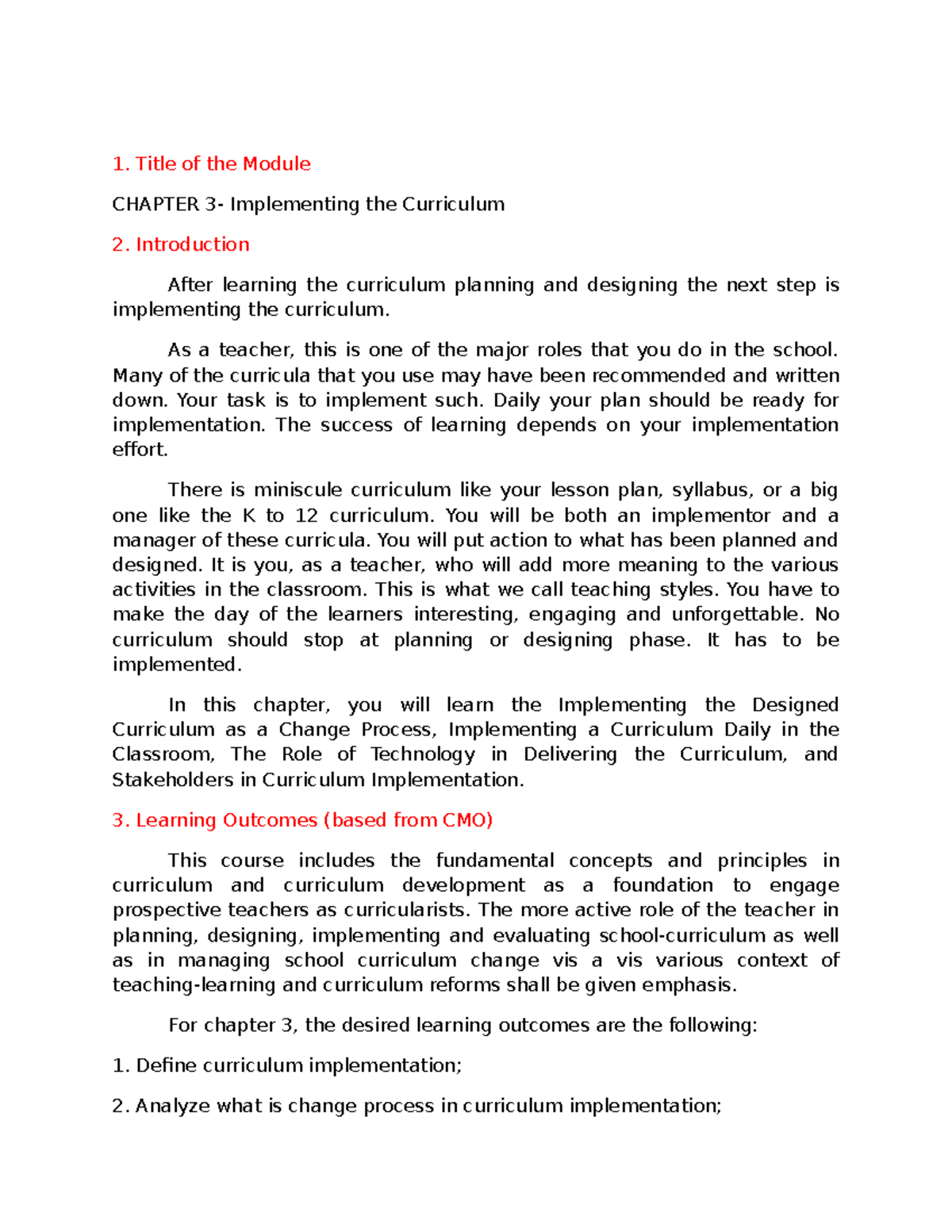 9th Module SEd Prof 311 BSE 3 - Title of the Module CHAPTER 3 ...