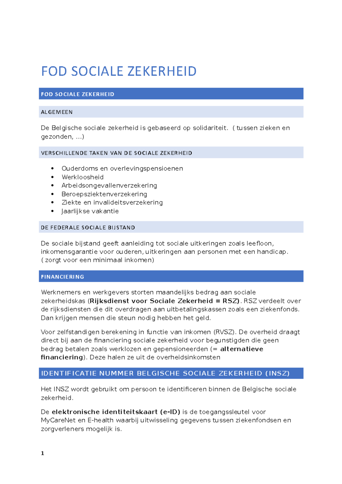 FOD sociale zekerheid - FOD SOCIALE ZEKERHEID FOD SOCIALE ZEKERHEID ...