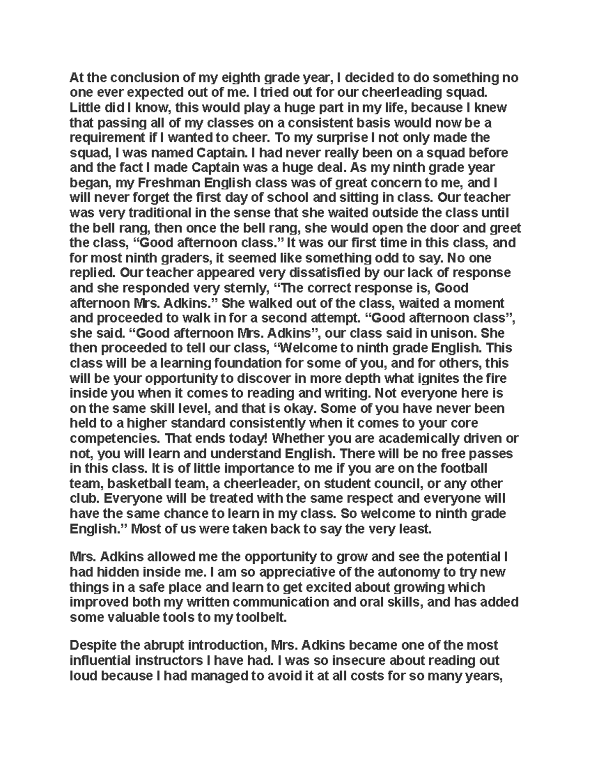 English Comp 1 - Non-fiction narrative writing is a way to convey a ...