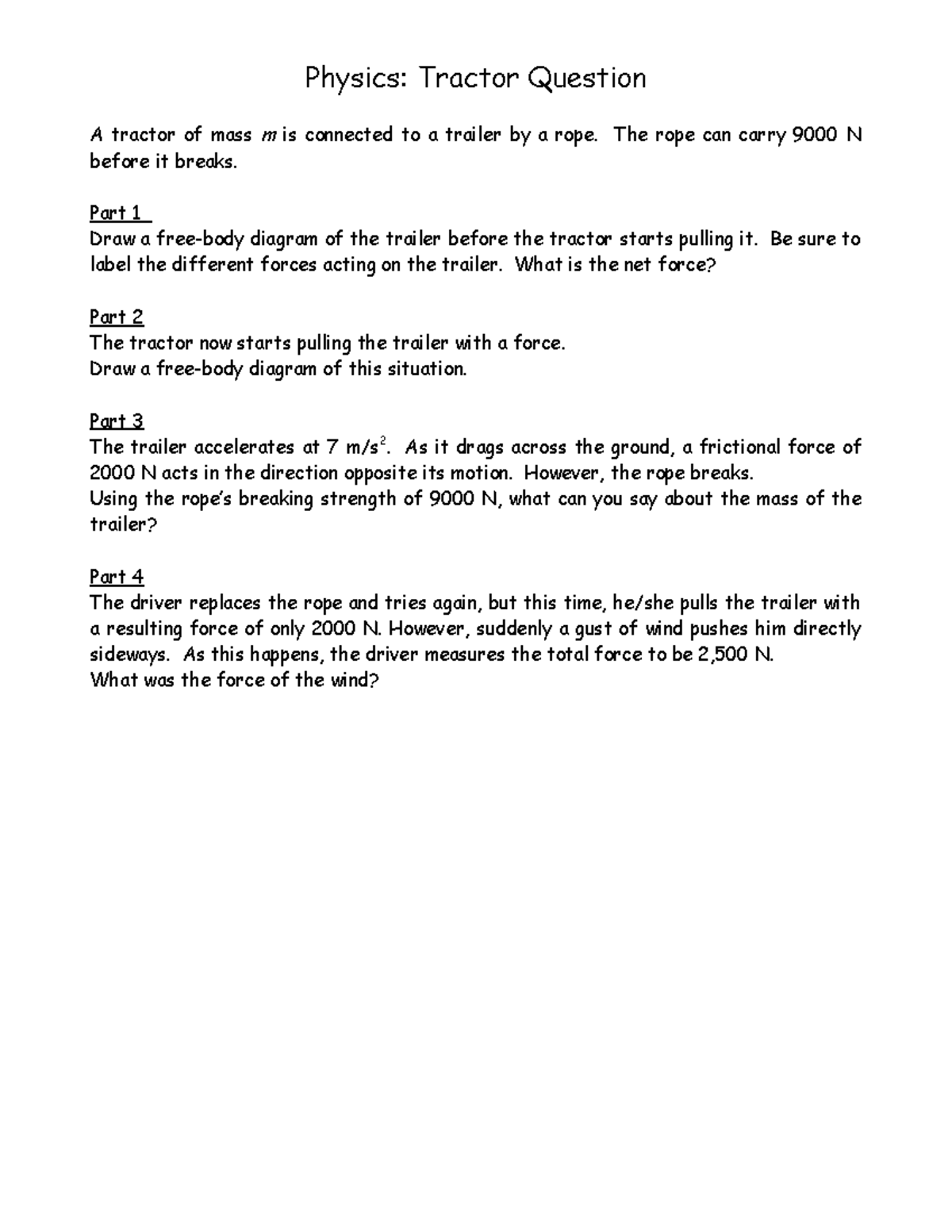 Tractor Pulling work problem Forces - Physics: Tractor Question A ...