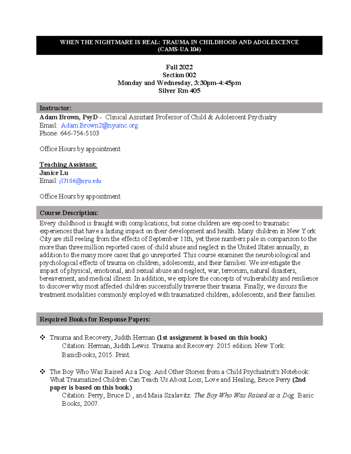 When the Nightmare is Real Syllabus (Fall 2022) - WHEN THE NIGHTMARE IS ...