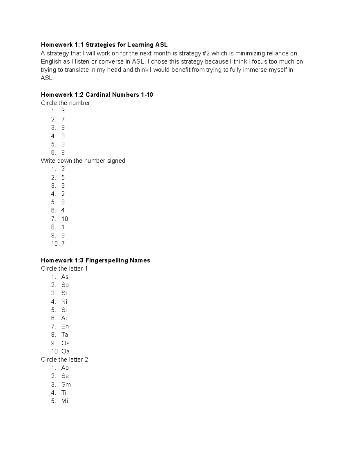 CSD 218 HW 1-2 - Homework for sign language - Homework 1:1 Strategies ...