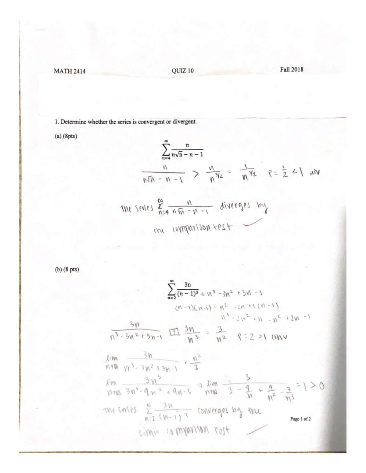 MATH 2414 Quiz 10 - Integral Calculus Quiz 10 - MATH 2414 - Studocu
