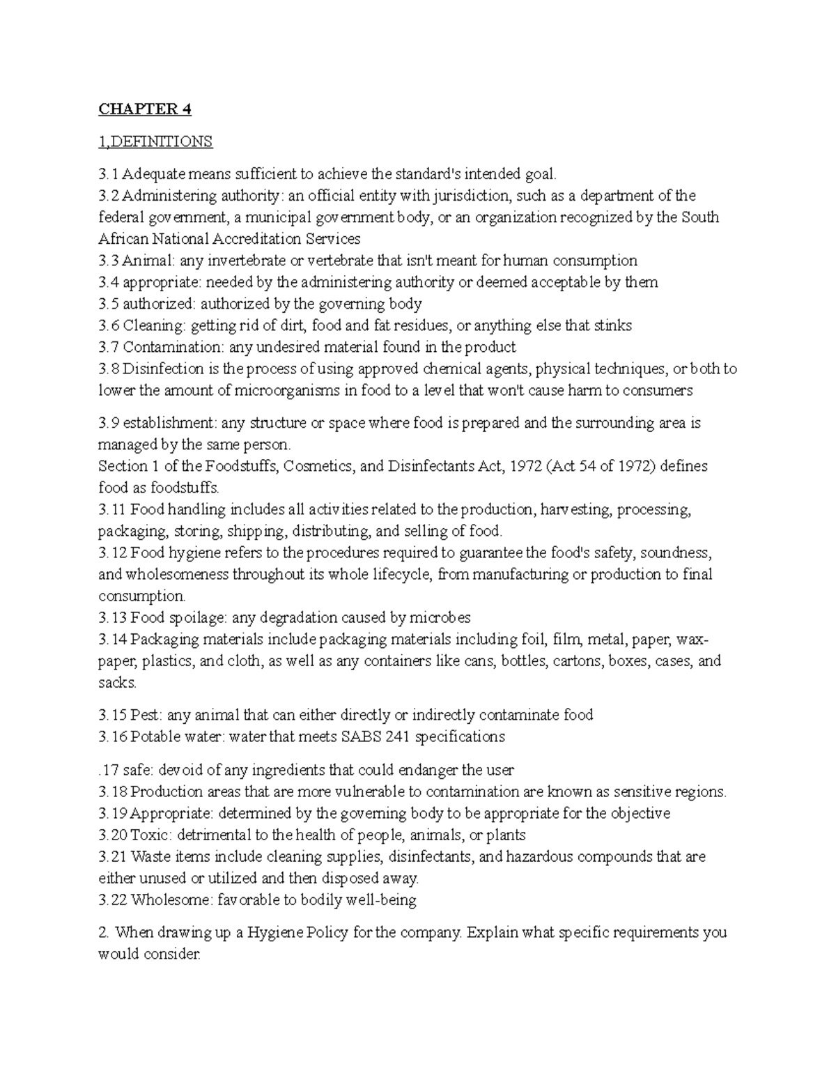 QA chapter 5-7 - Notes - CHAPTER 4 1,DEFINITIONS 3 Adequate means ...