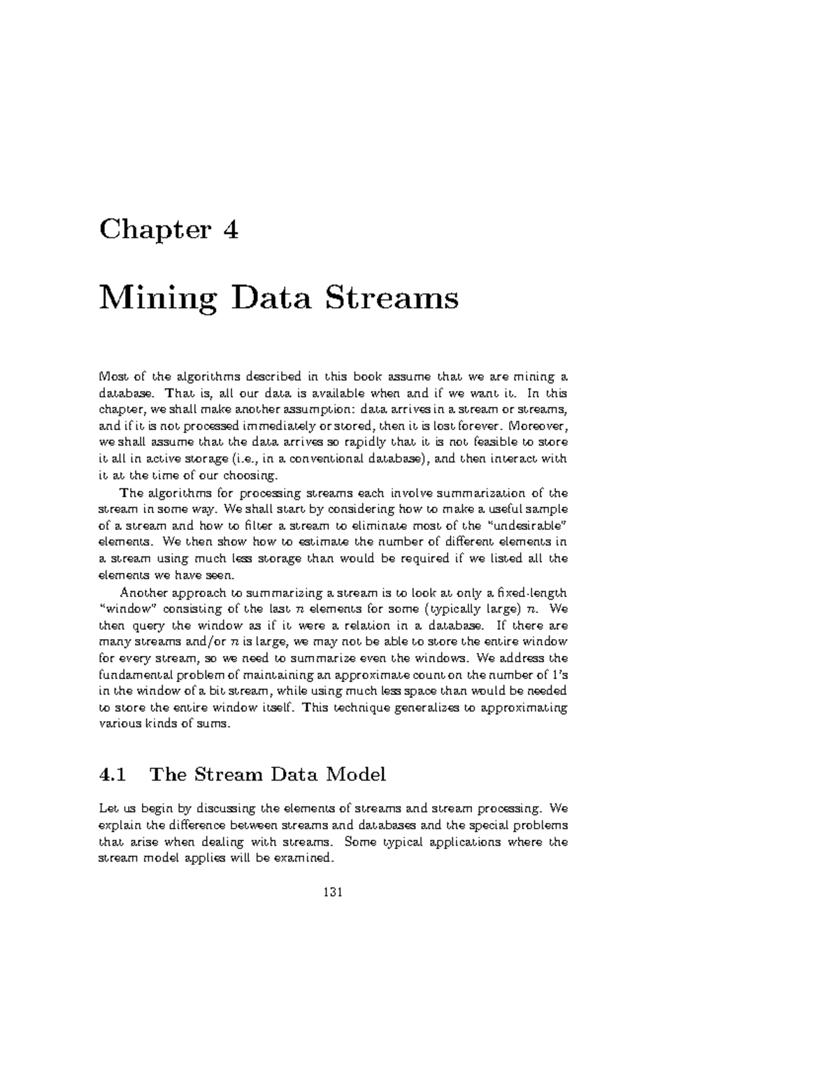 Unit 3 Mining data stream - Chapter 4 Mining Data Streams Most of the algorithms described in ...