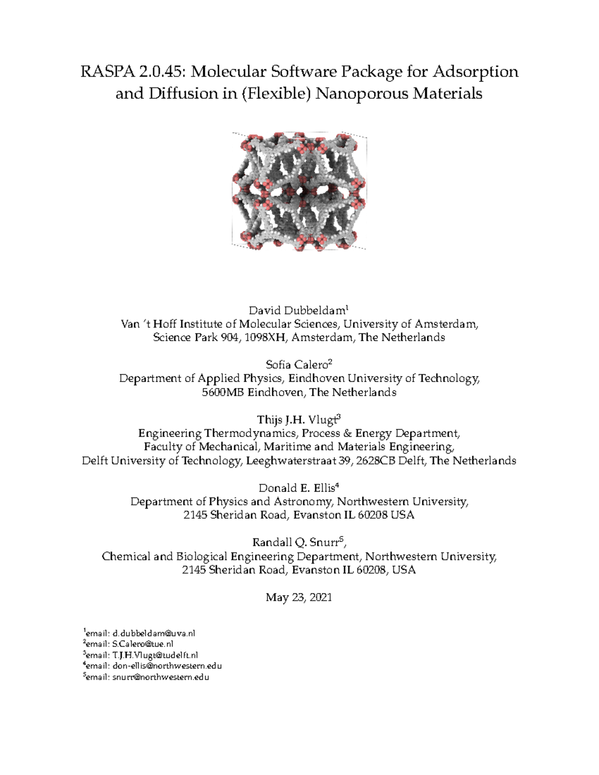 Raspa - ffff - RASPA 2.0: Molecular Software Package for Adsorption and ...