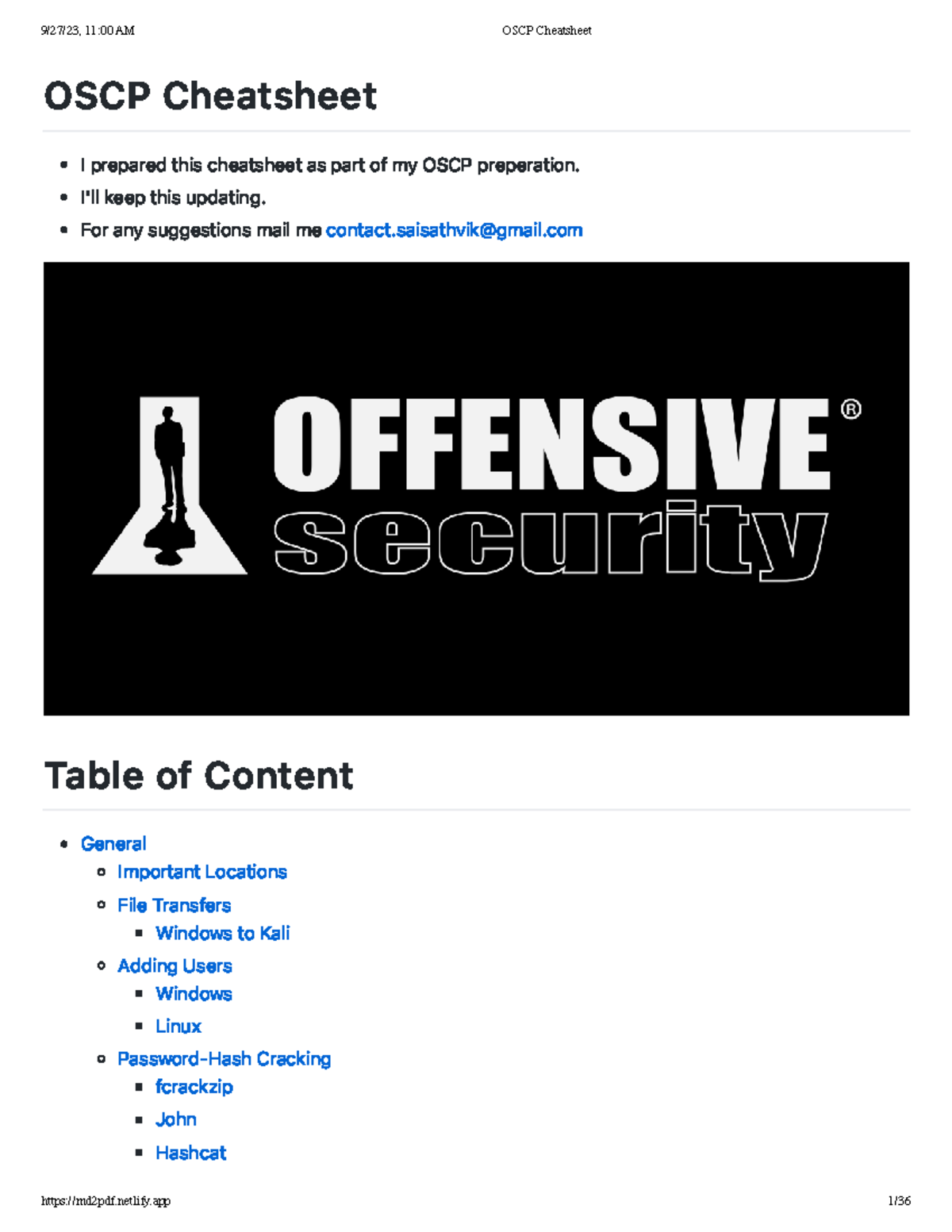 OSCP Cheat Sheet - oscp - OSCP Cheatsheet I prepared this cheatsheet as part of my OSCP ...