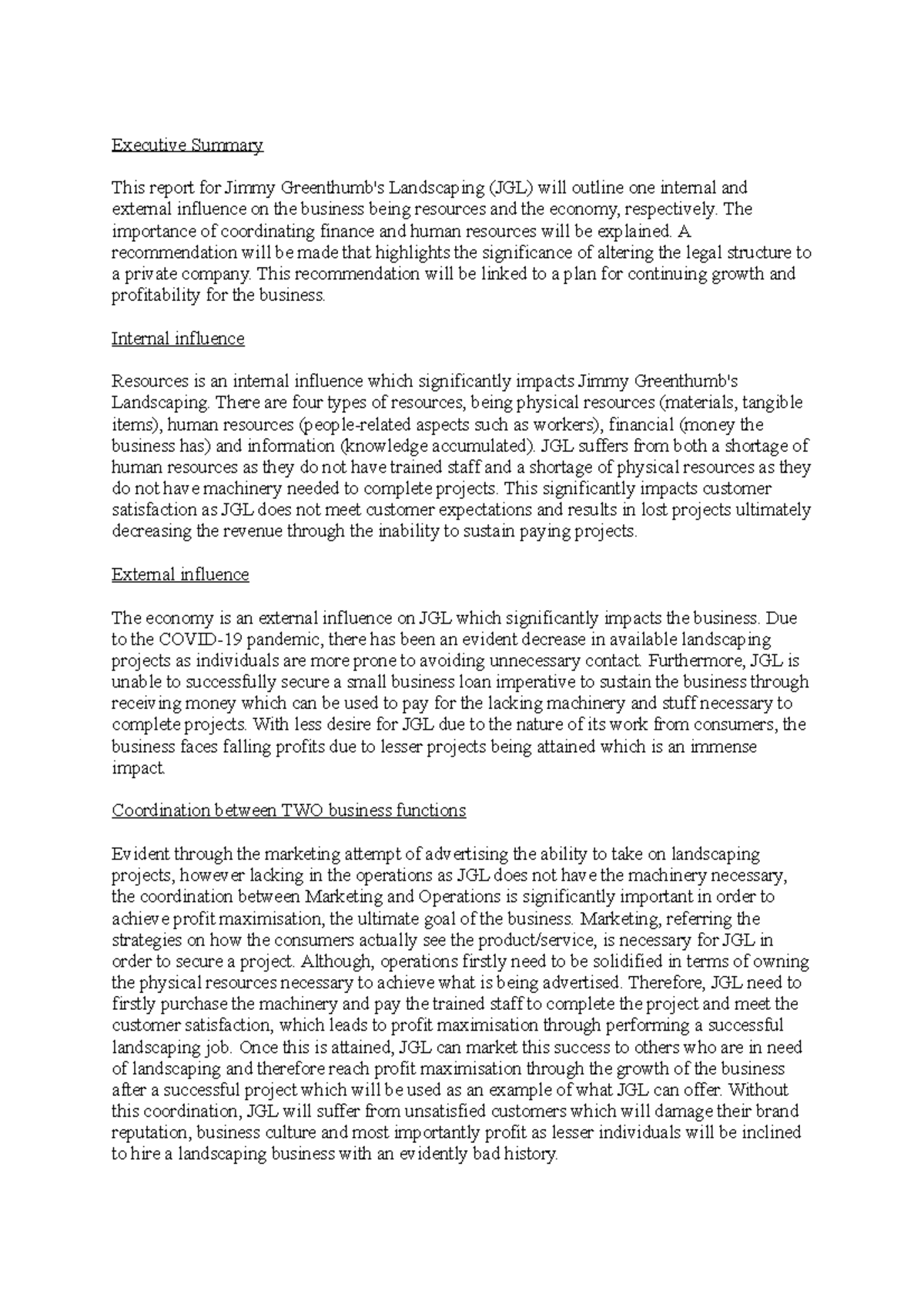 Business Report Practice - Executive Summary This report for Jimmy ...