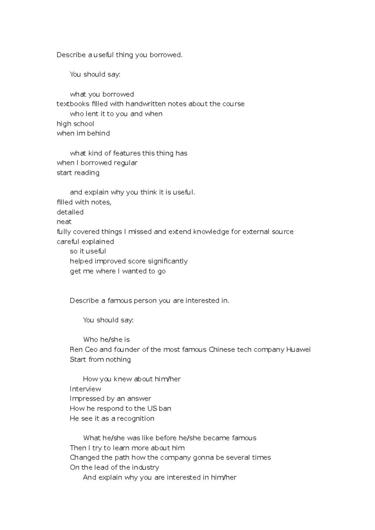 Part2新题 - Describe a useful thing you borrowed. You should say: what ...