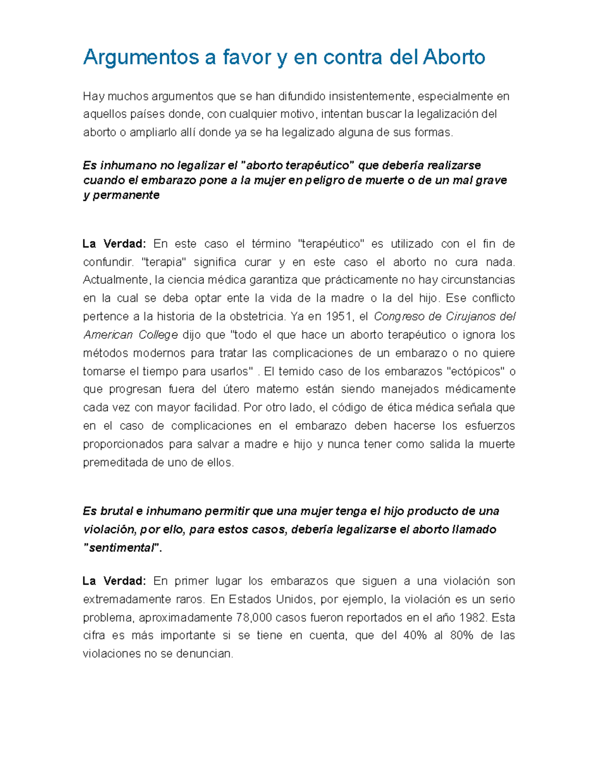No al aborto - Argumentos a favor y en contra del Aborto Hay muchos ...