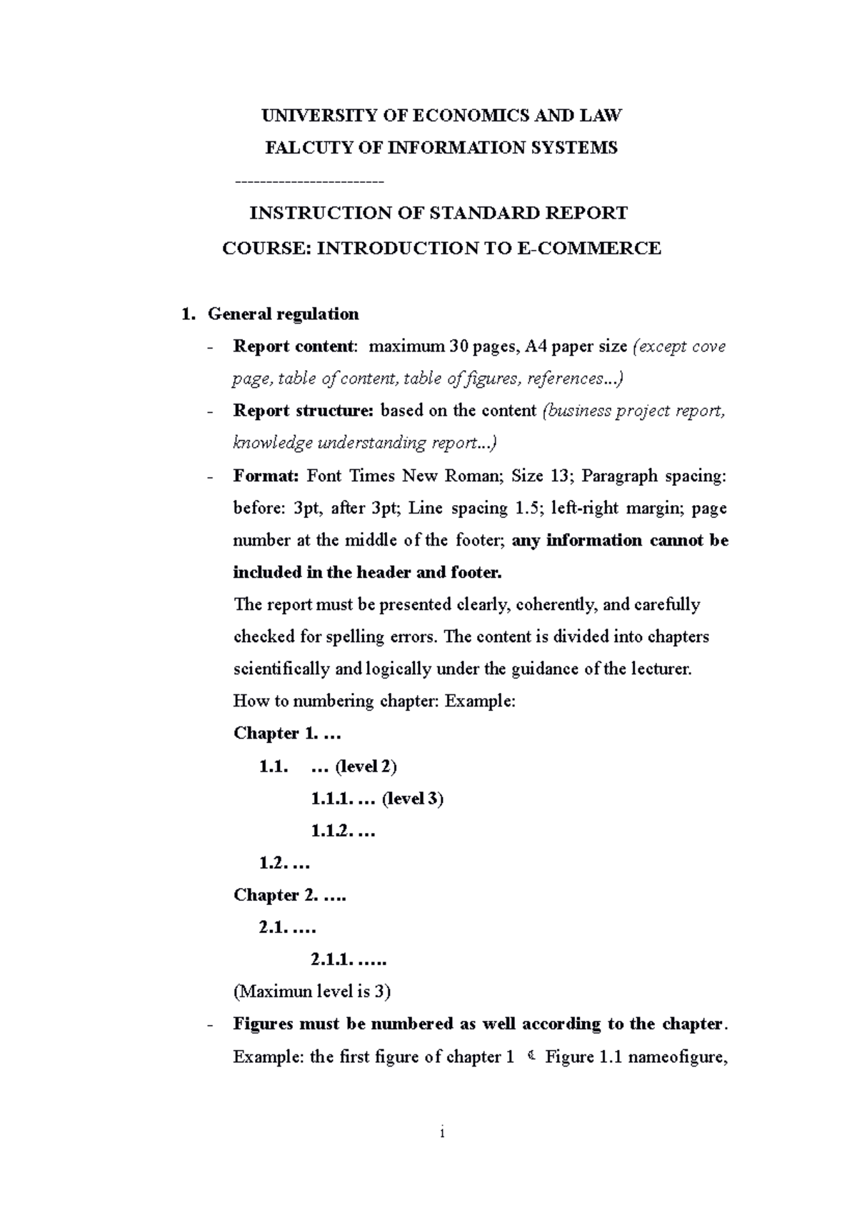Instructionof Standard Report - UNIVERSITY OF ECONOMICS AND LAW FALCUTY ...