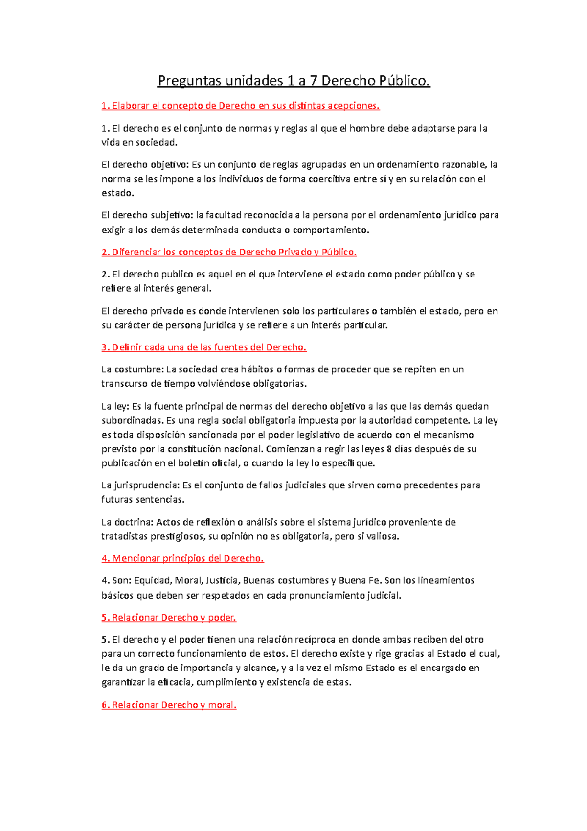Preguntas Derecho Publico-5 - Preguntas unidades 1 a 7 Derecho Público ...