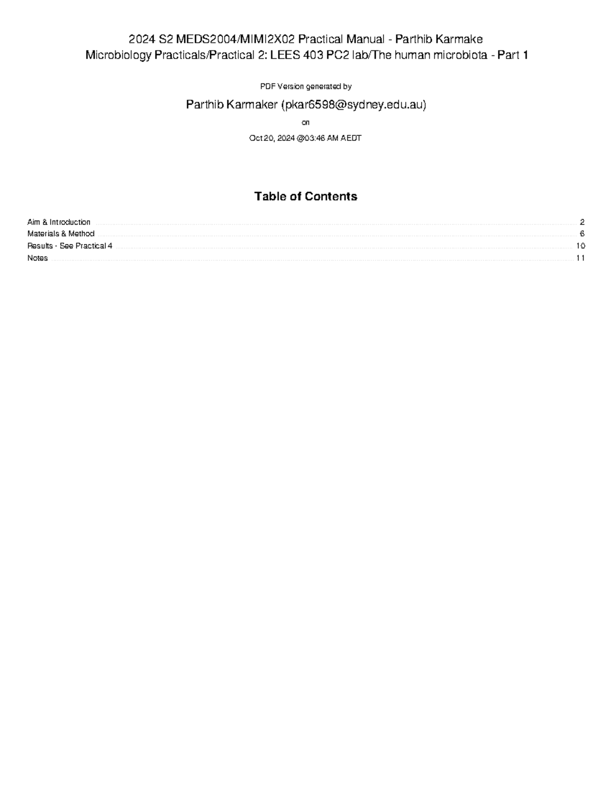 2024 10 19 notebook 60362 - 2024 S2 MEDS2004/MIMI2X02 Practical Manual ...