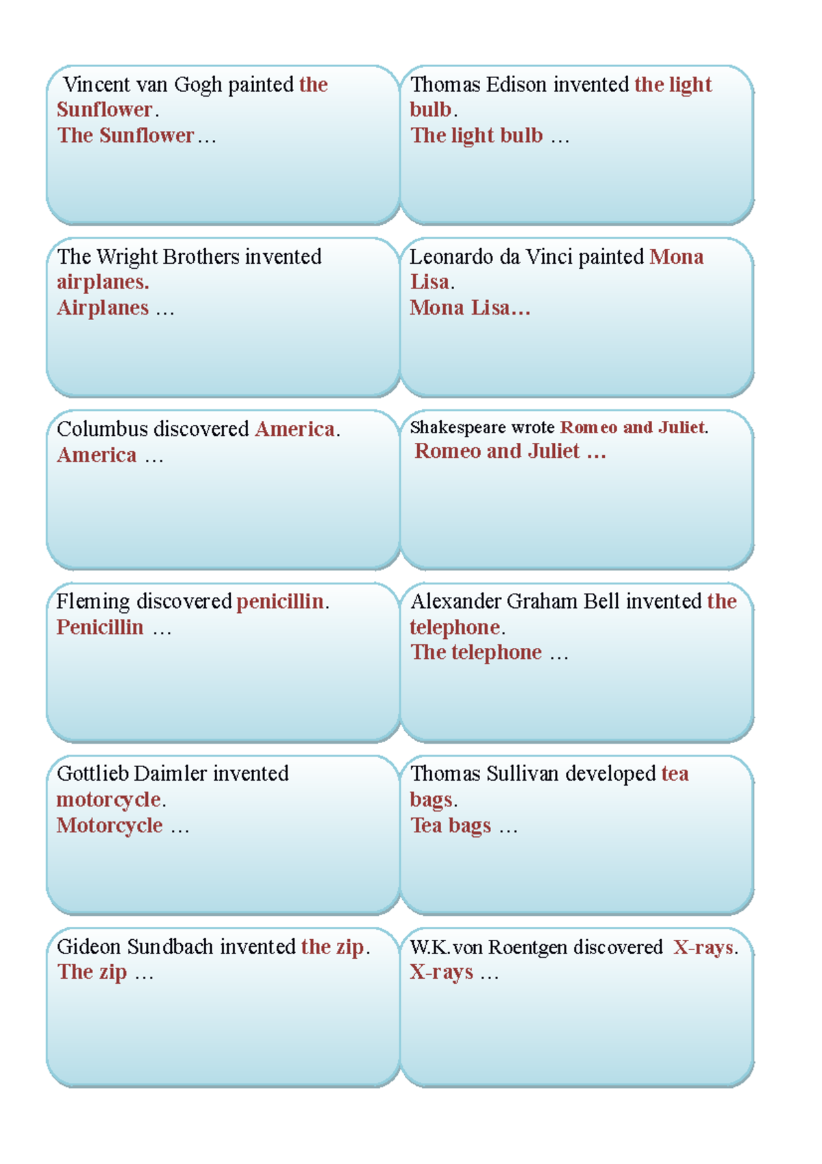 Passive inventions cards - Sunflower The Sunflower Sunflower The ...