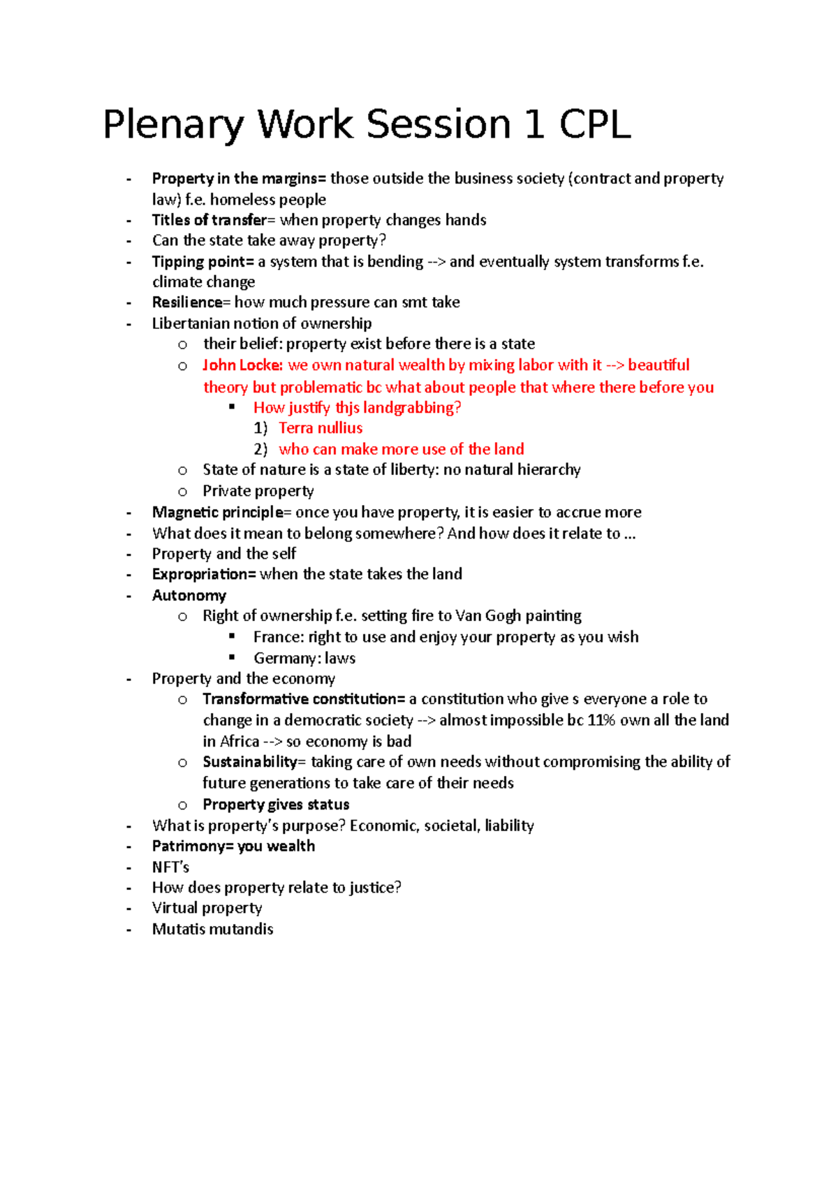 Plenary Work Session 1 CPL - homeless people Titles of transfer= when ...