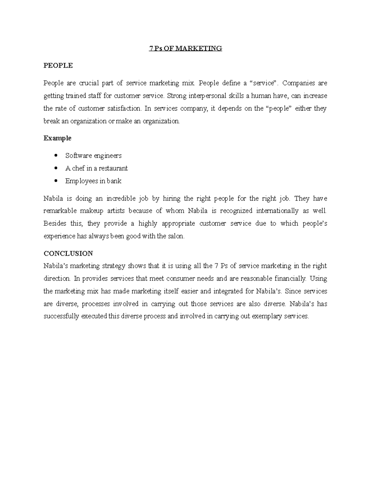 Analysis of 7Cs of Marketing - 7 Ps OF MARKETING PEOPLE People are ...