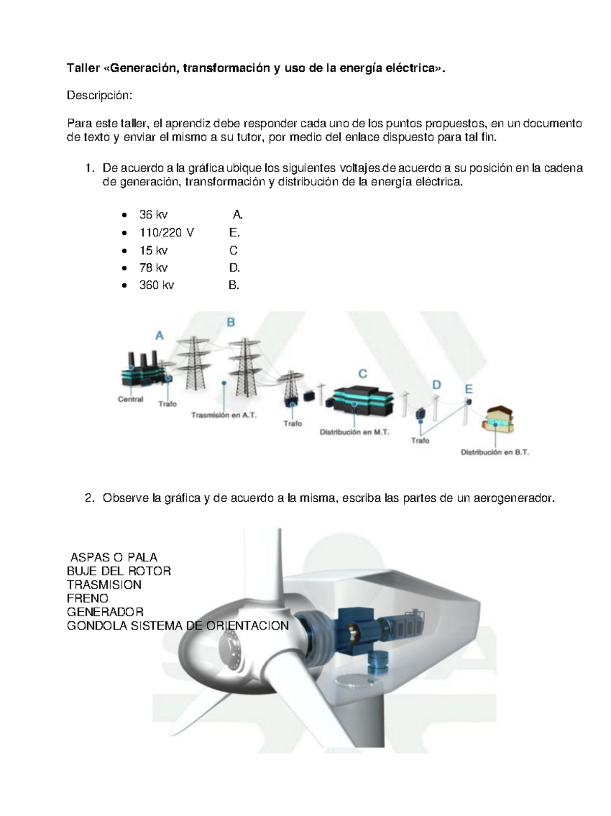 Taller generacion energia electrica actividad 1 - Taller «Generación ...