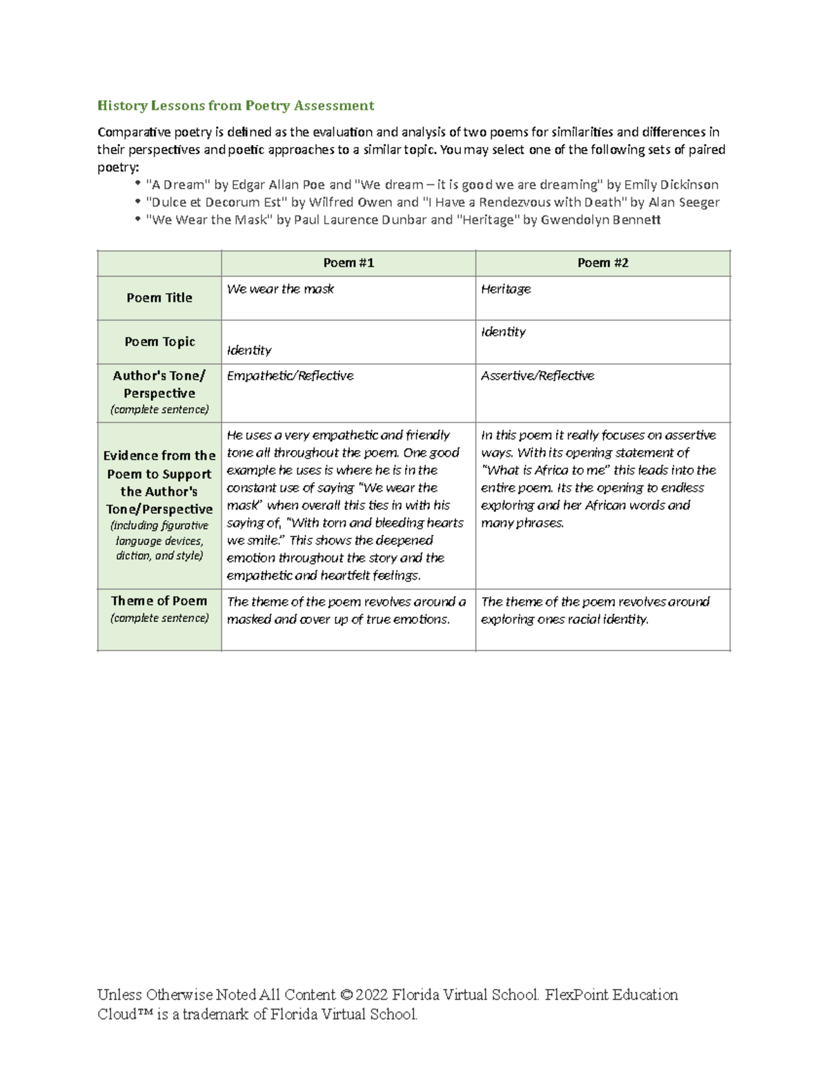 History lessons 5.02 pdf - History Lessons from Poetry Assessment ...