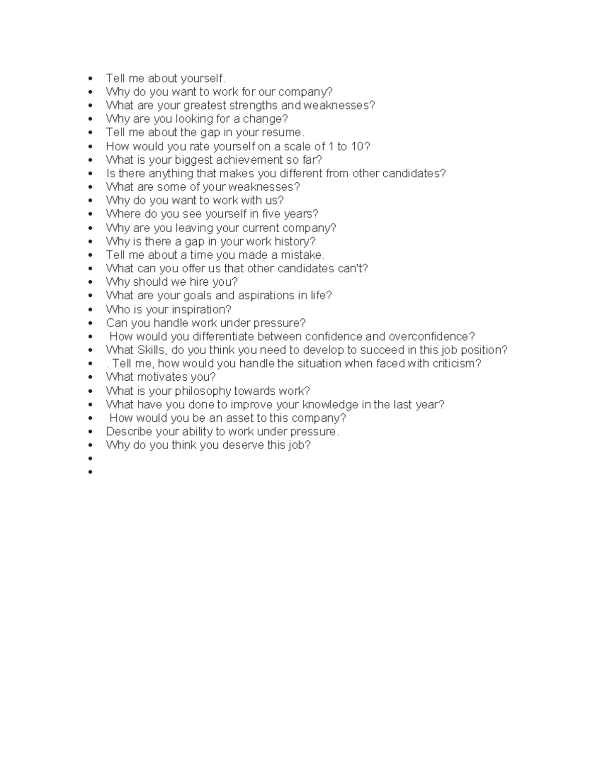 Mock Interview Questions - Tell me about yourself. Why do you want to ...