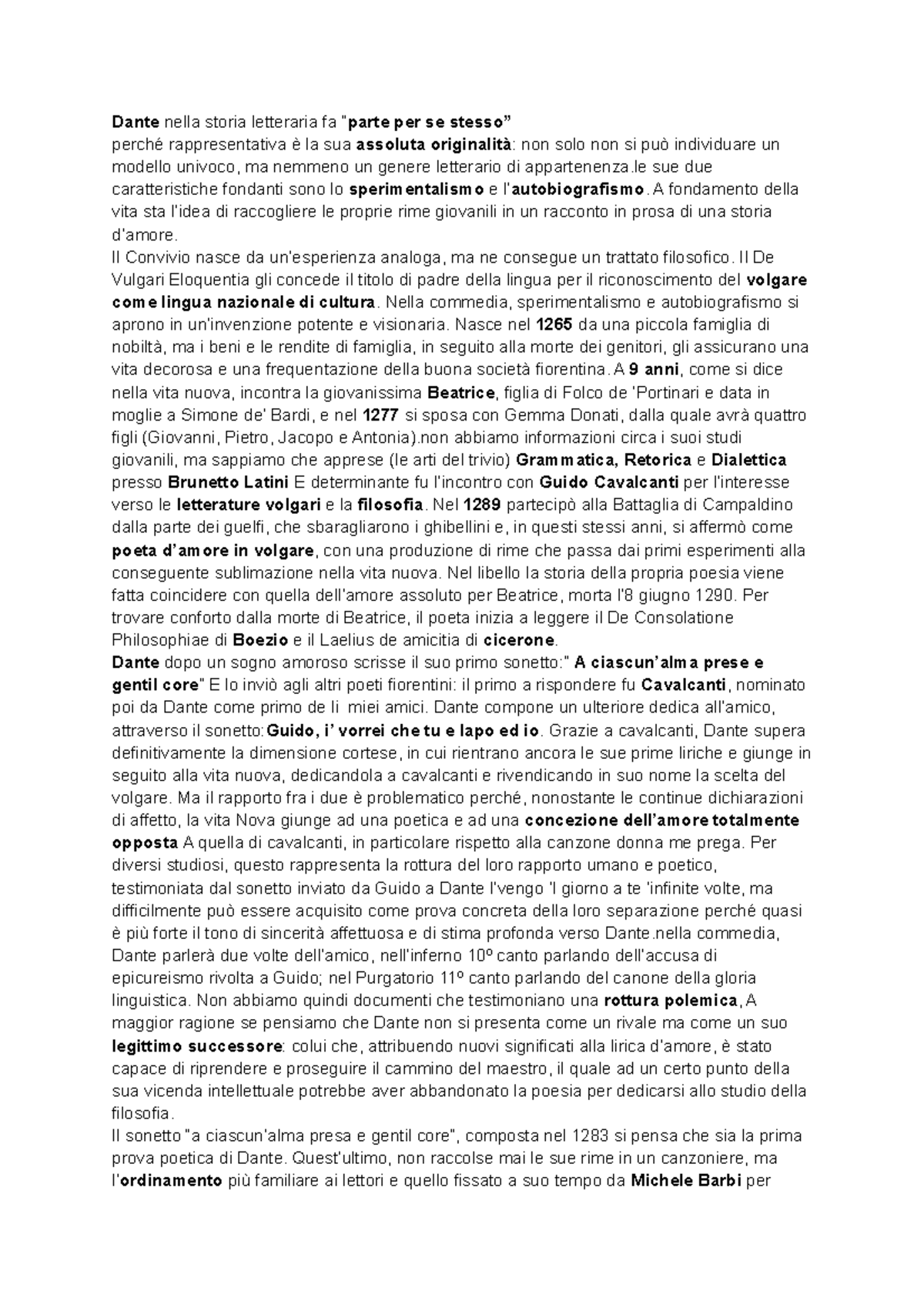 Vita riassunto Dante Alighieri - Dante nella storia letteraria fa ...