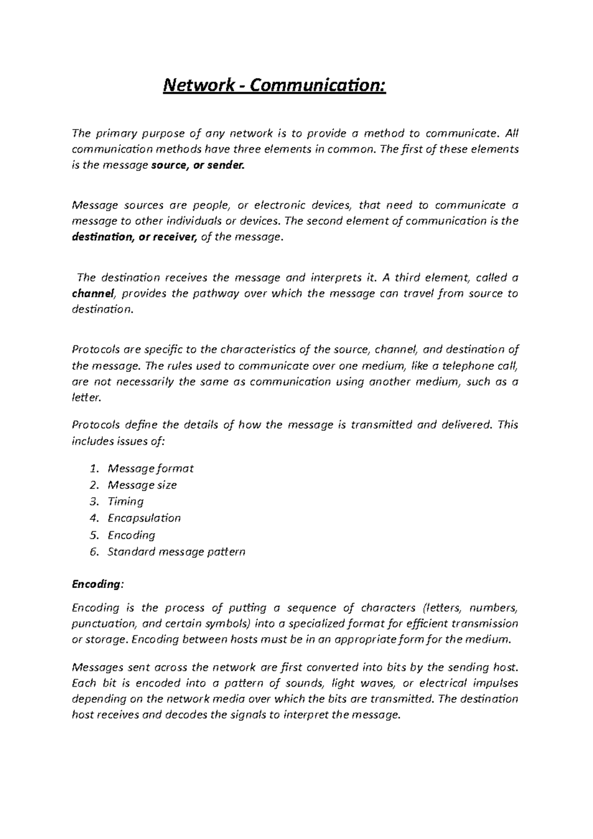 Network - Communication- Network - Communication: The primary purpose ...