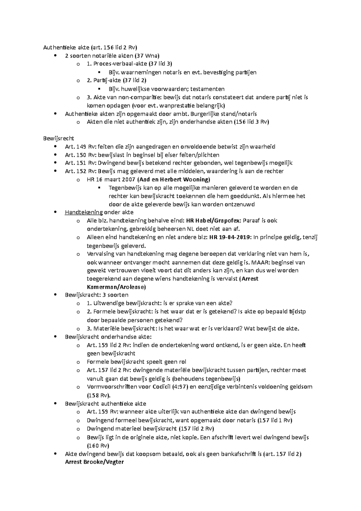 Notariswet SV - Authentieke akte (art. 156 lid 2 Rv) 2 soorten ...