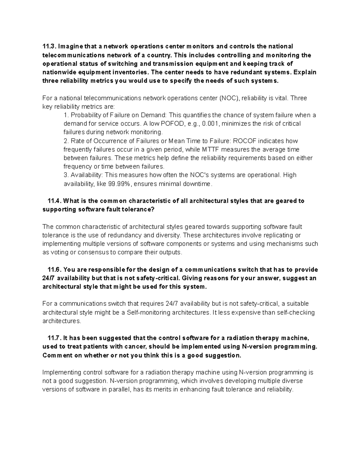 Assignment 11 - Imagine that a network operations center monitors and ...