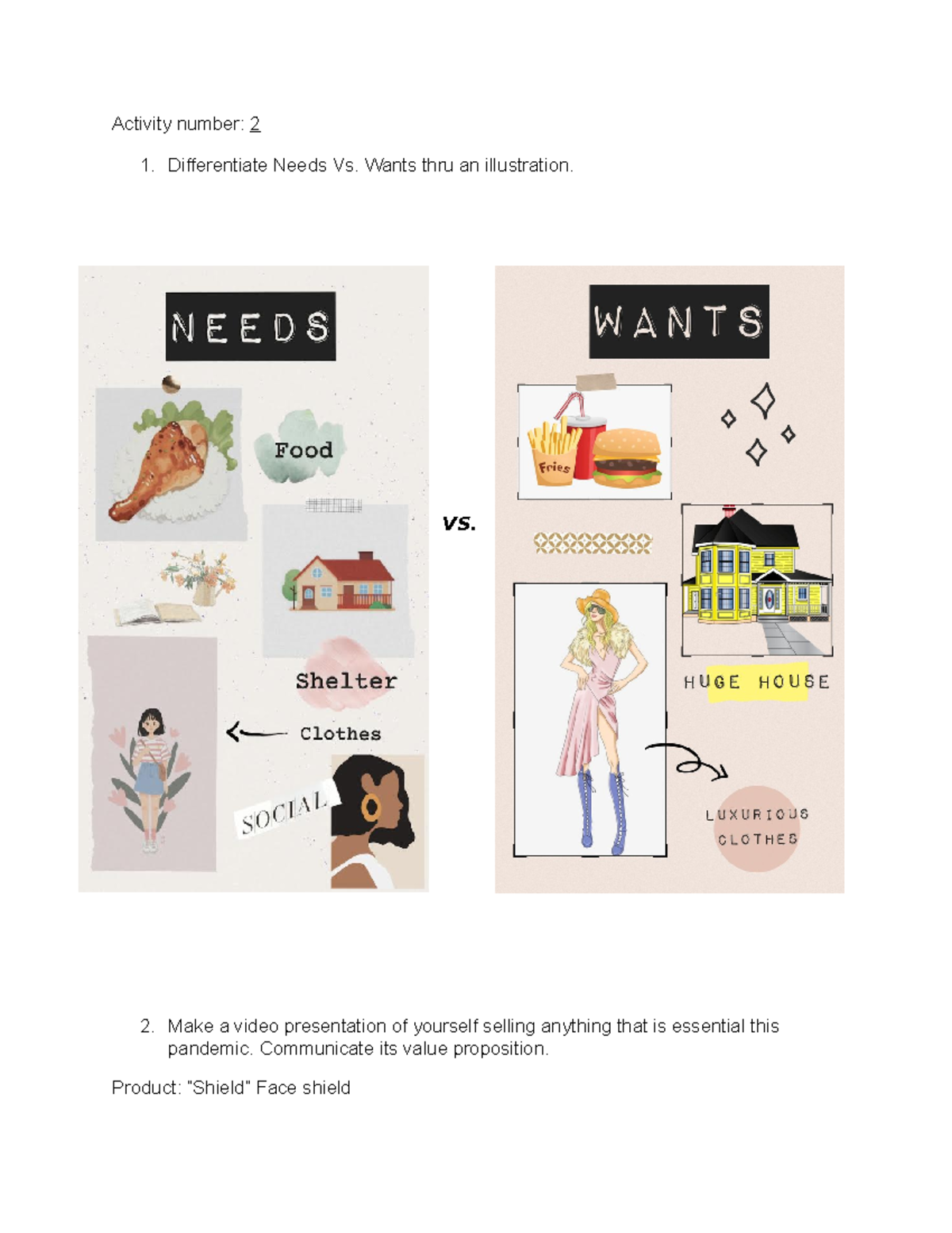 For academic purposes - Activity number: 2 Differentiate Needs Vs ...