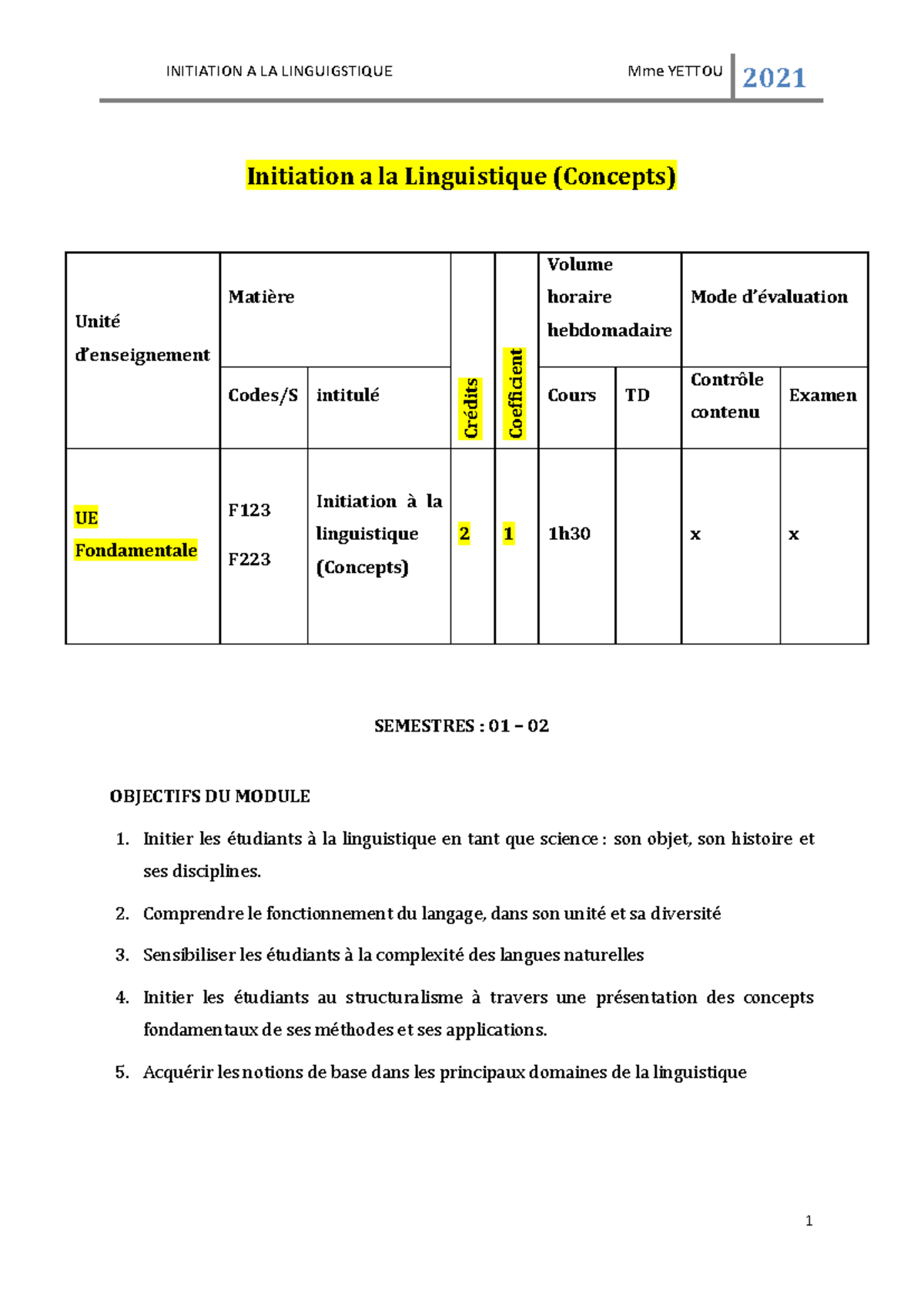 Initiation à la linguistique - 2021 Initiation a la Linguistique ...