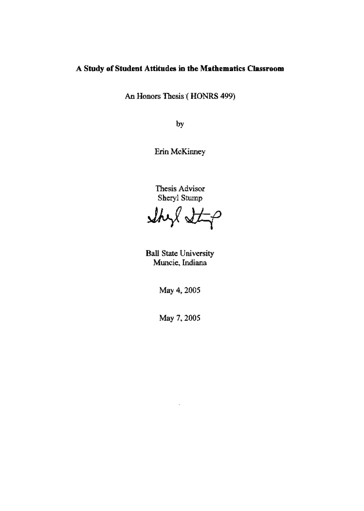 A Study of Student Attitudes in the Mathematics Classroom - A variety ...