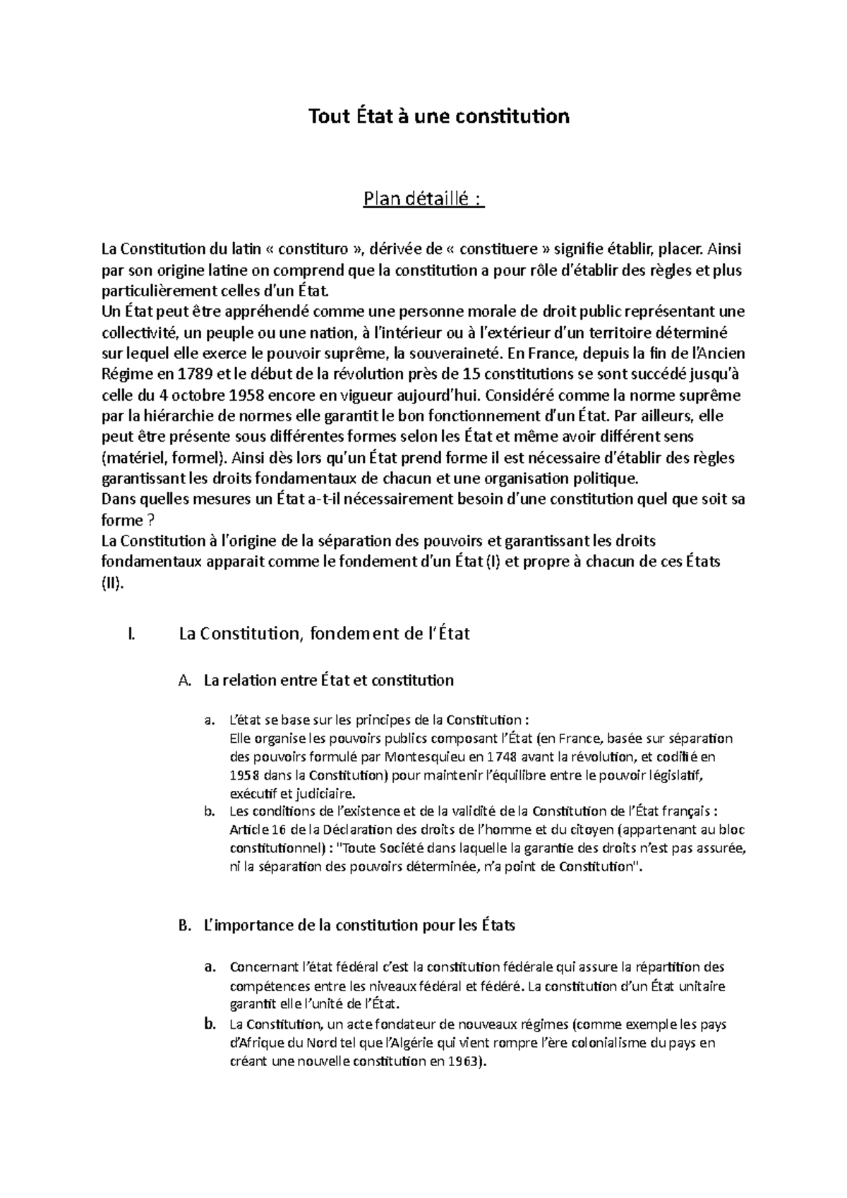 Tout État à une Constitution - Tout État à une constitution Plan ...