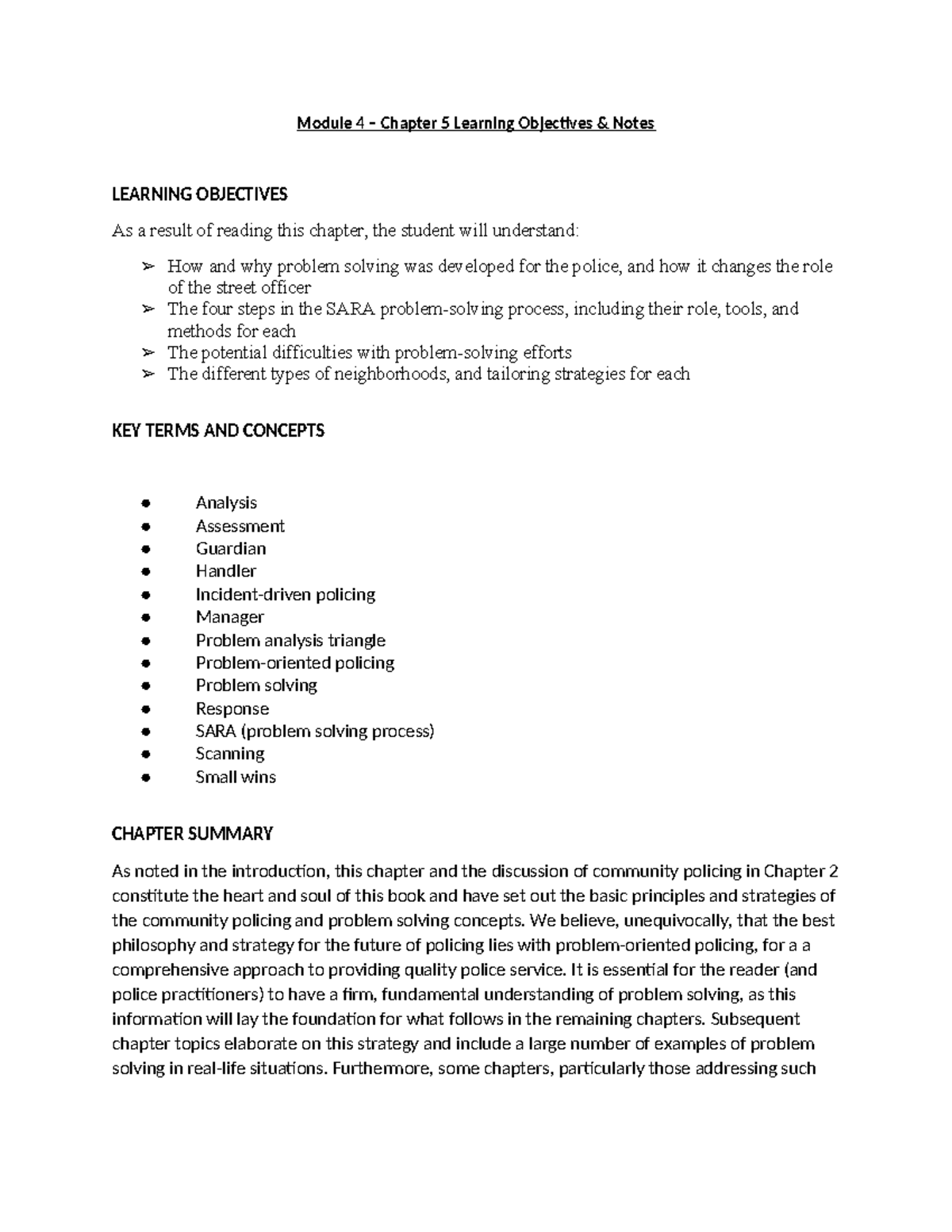 Module 5 Notes - Module 4 – Chapter 5 Learning Objectives & Notes ...