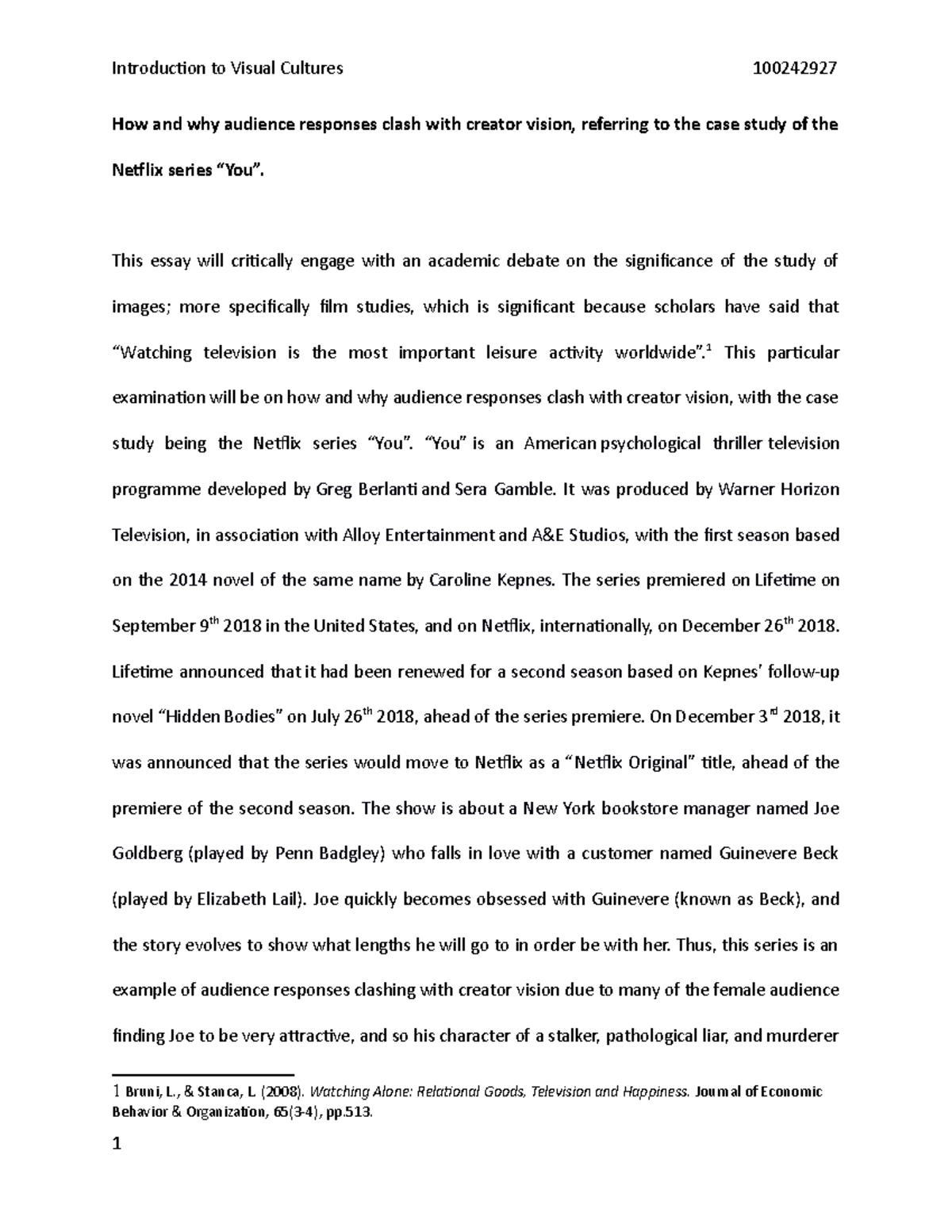 Introduction to Visual Cultures Essay - How and why audience responses ...