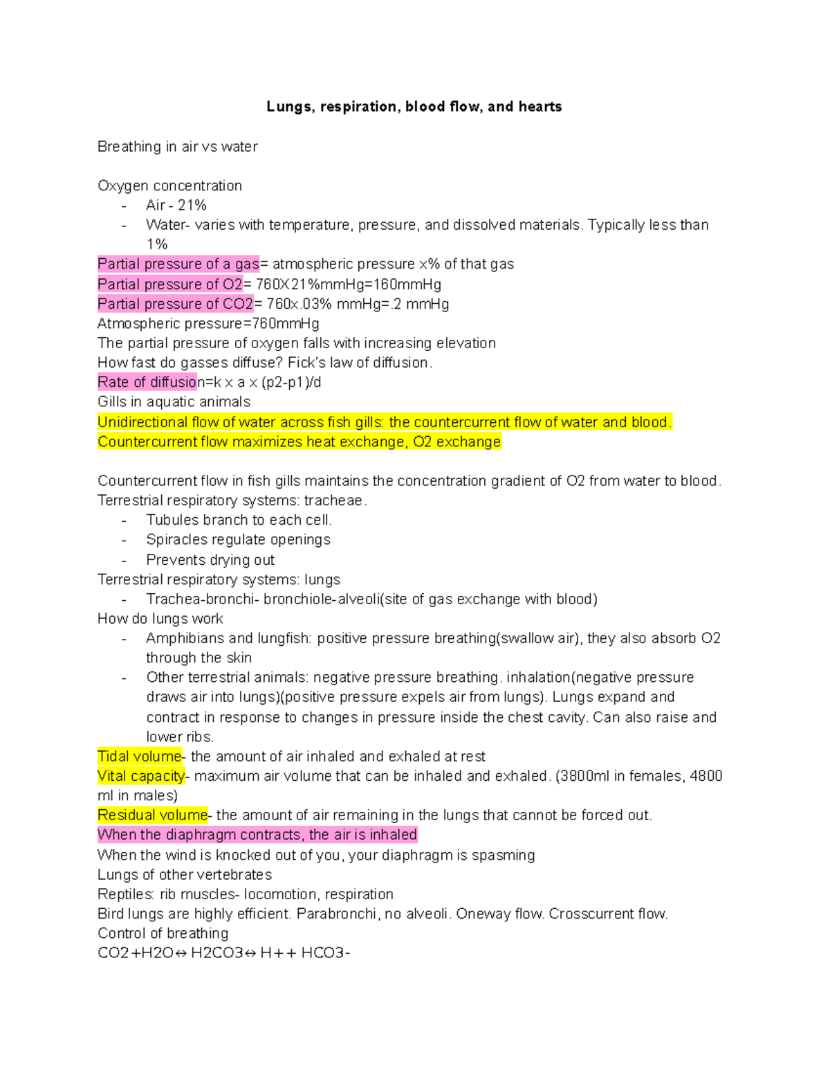 Studocu bio Lungs, respiration, blood flow, and hearts - Lungs ...
