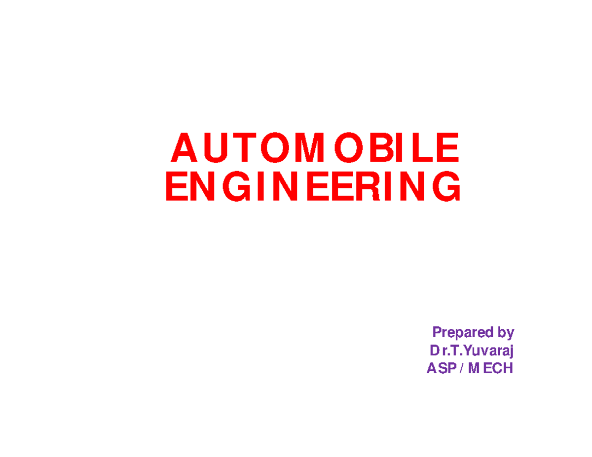 Ppt ae - Powertrain IC Engines - AUTOM OBI LE EN GI N EERI N G Prepared ...