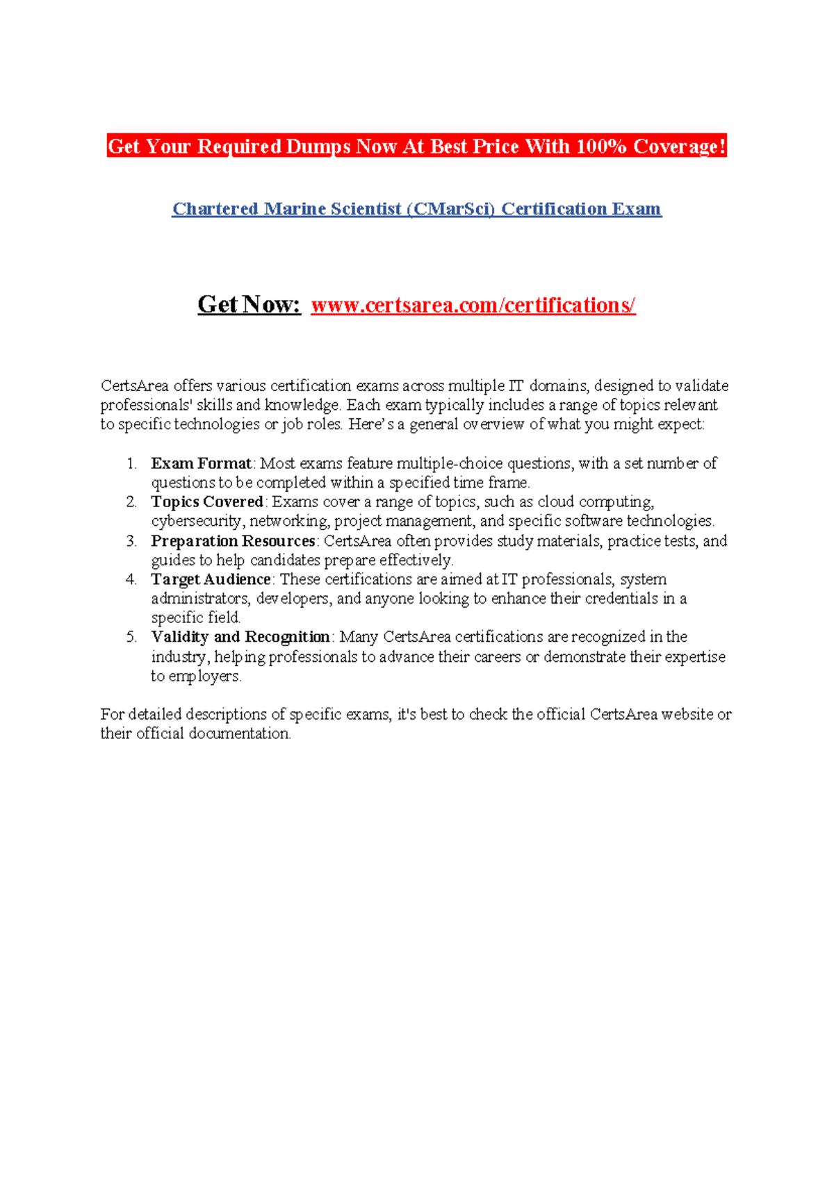 Chartered Marine Scientist (CMar Sci) Certification Exam - Get Your ...